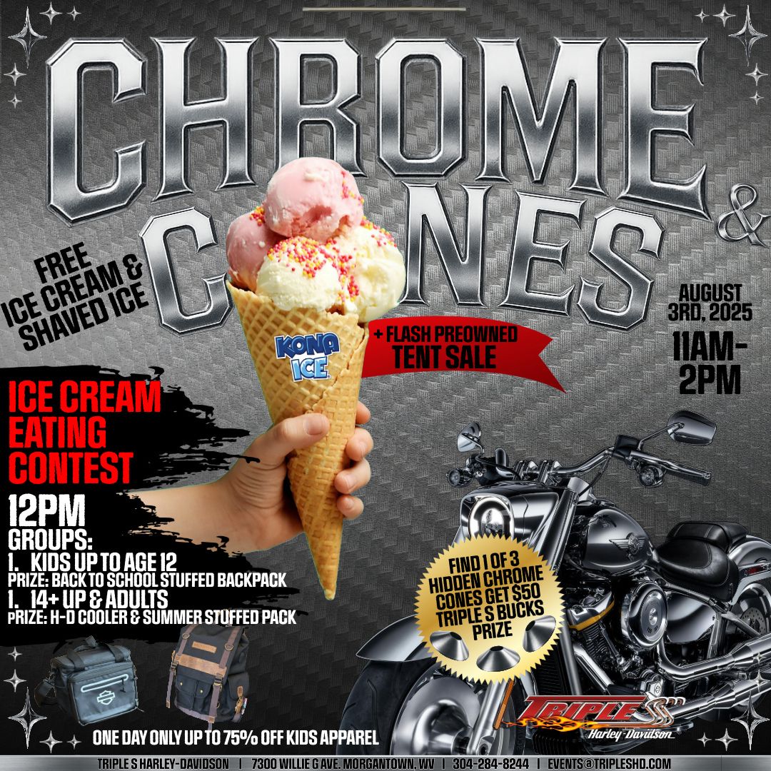 Chrome and Cones Free Ice Cream - Visit Mountaineer Country